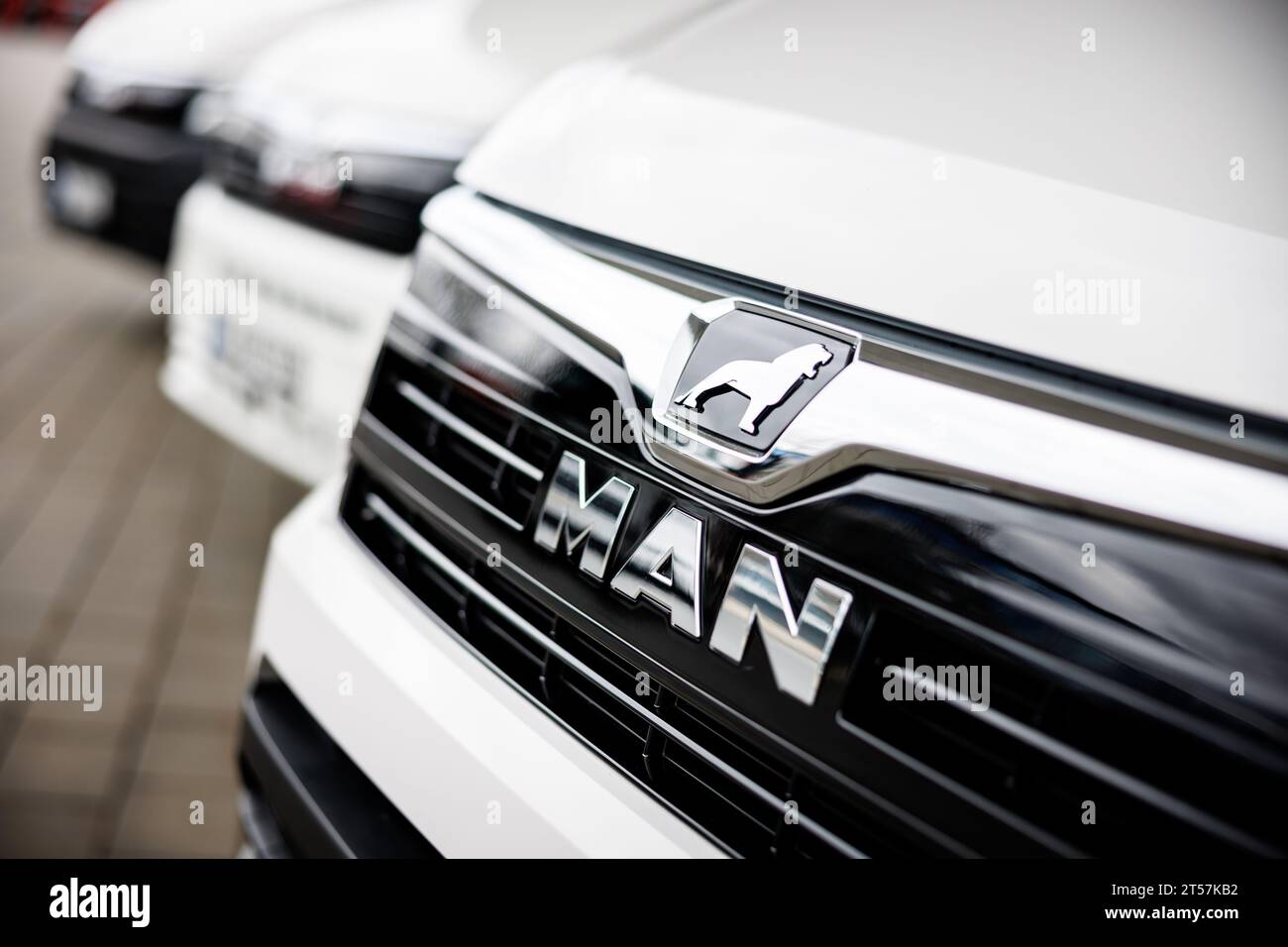 20 March 2023, Bavaria, Munich: The MAN Truck & Bus SE logo can be seen ...