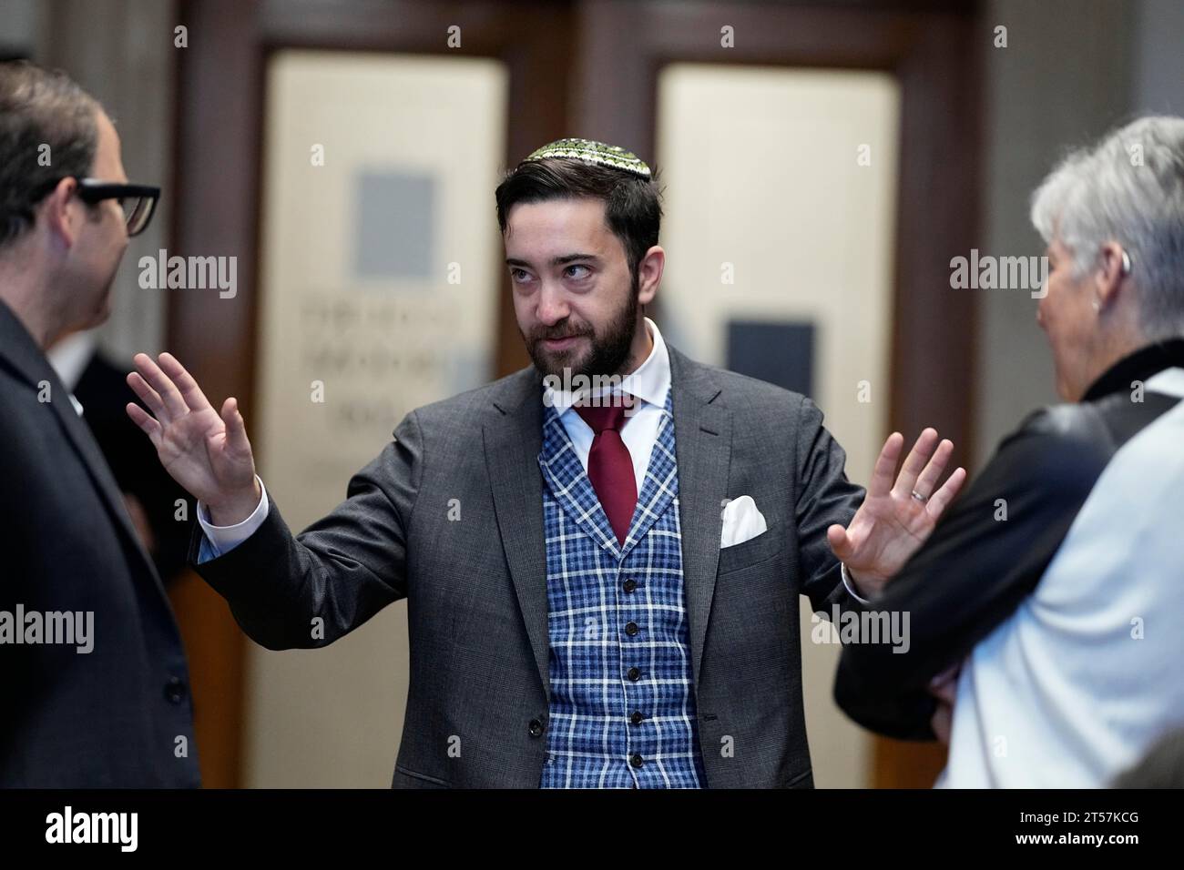 Jacob Roth, attorney for former President Donald Trump, talks with ...