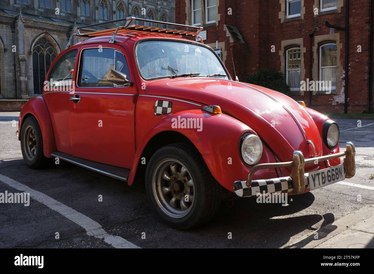 Original red Volkswagen beetle in a carpark Stock Photo - Alamy