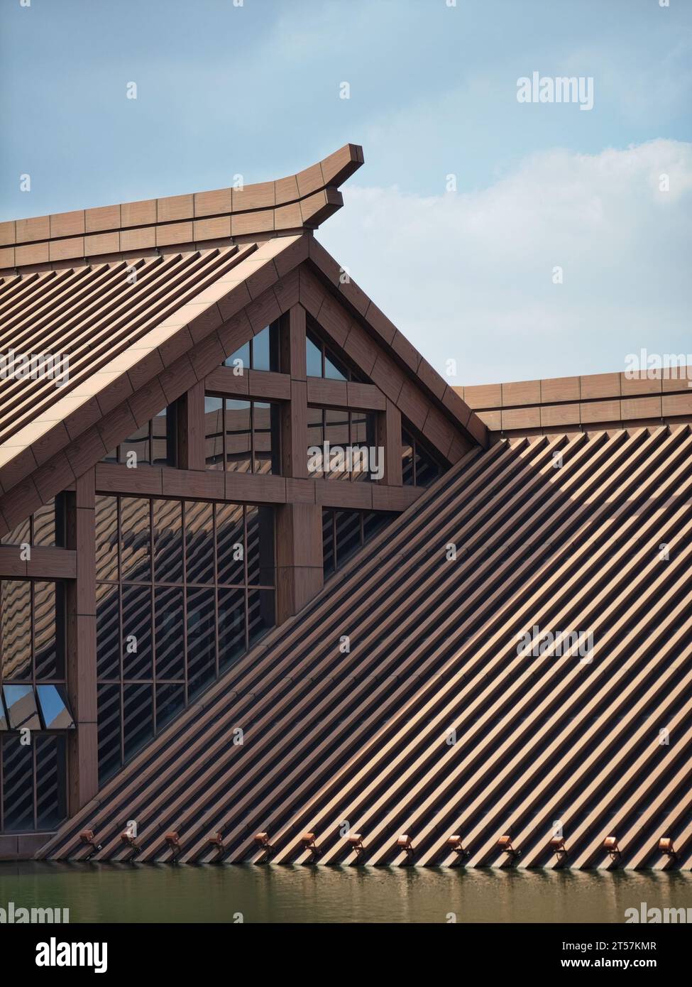 Guangfulin Relics Park modern traditional style building submerged in ...