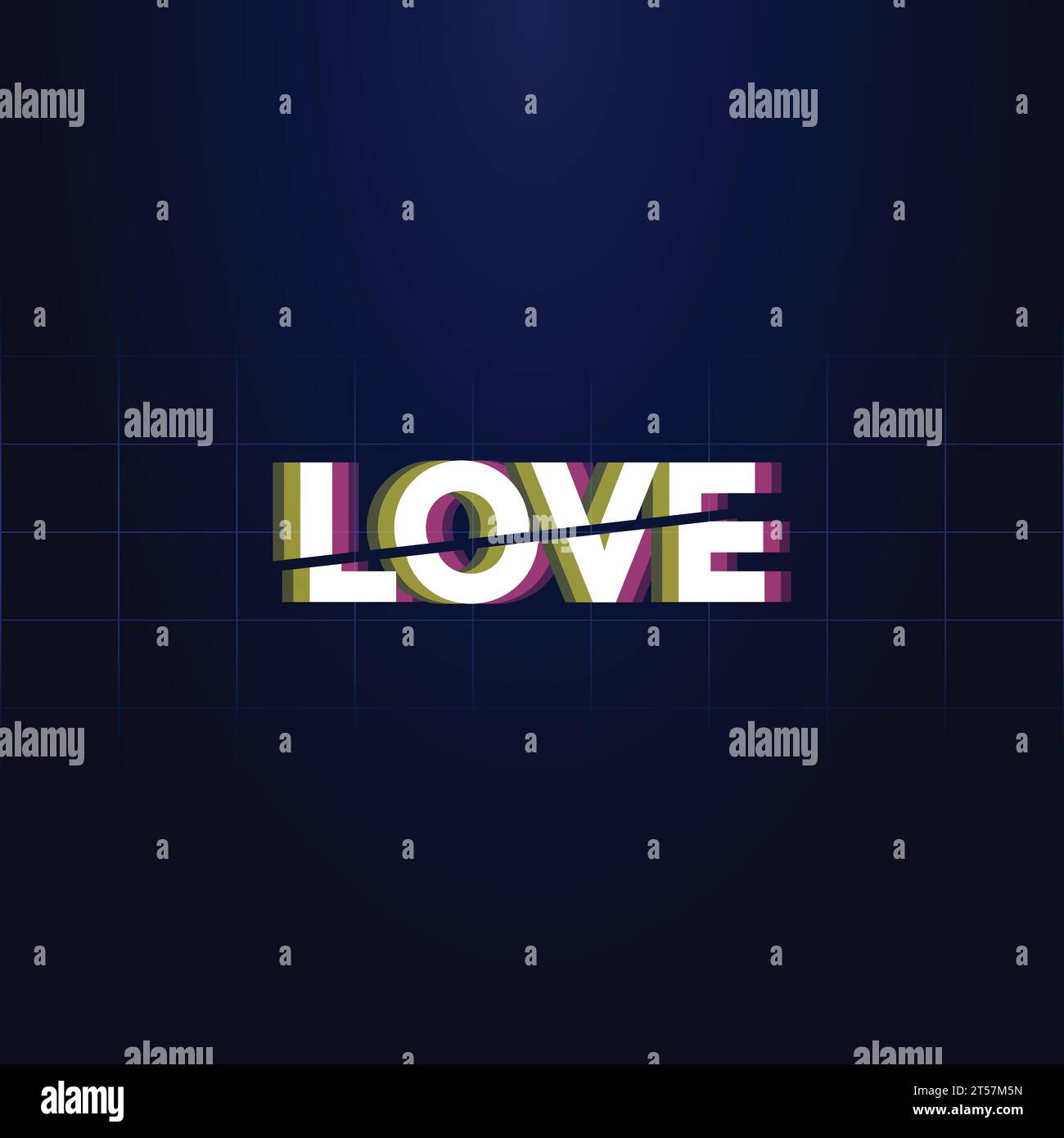 Headline word love is divided by a diagonal line Vector Image Stock ...