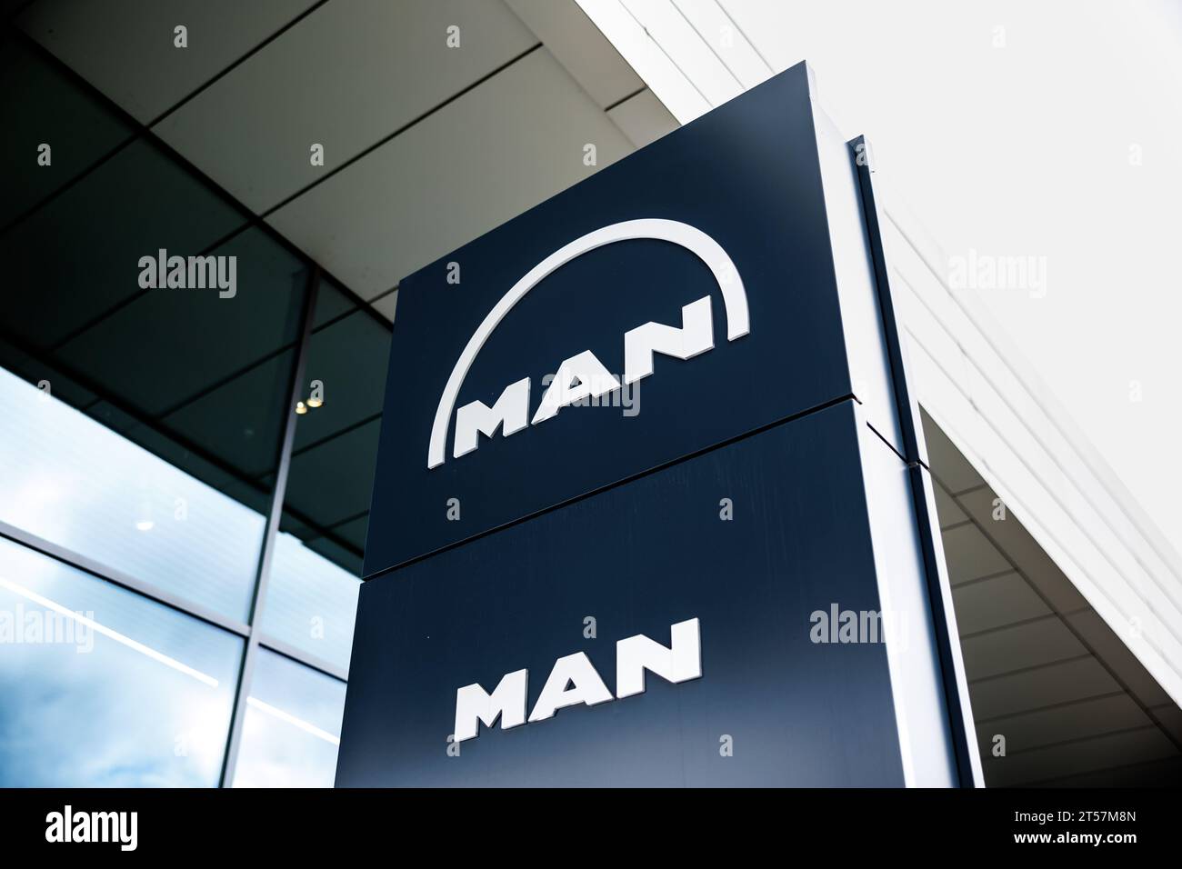 Munich, Germany. 20th Mar, 2023. Company sign of MAN Truck & Bus SE ...