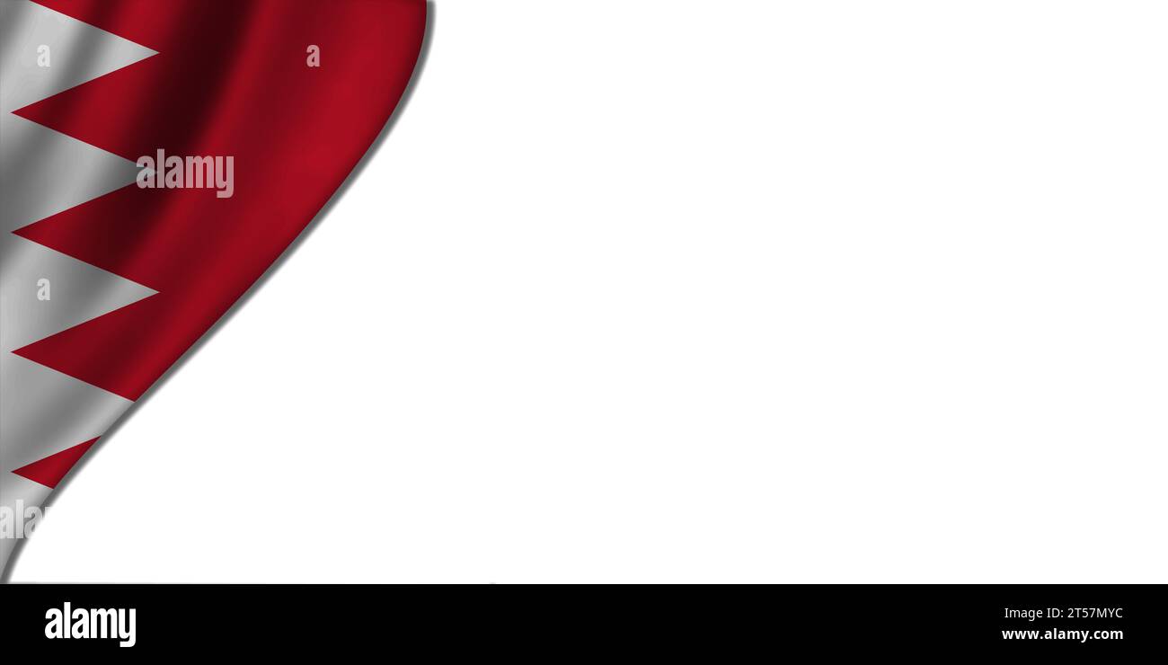 White background with Bahrain flag on the left. 3D illustration Stock ...