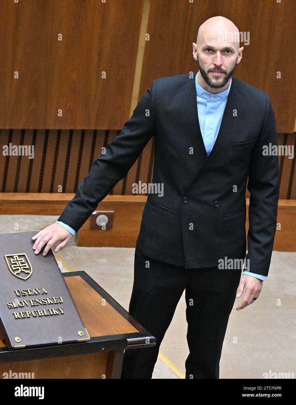 Slovak Member of Parliament Michal Truban takes oath during the ...