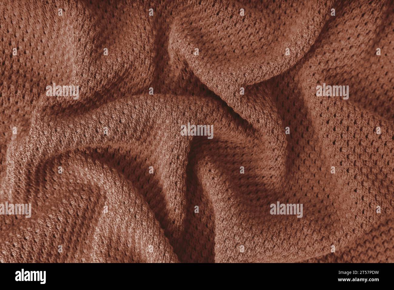 Brown color crumpled, wrinkled knitting wool cloth texture. Background ...