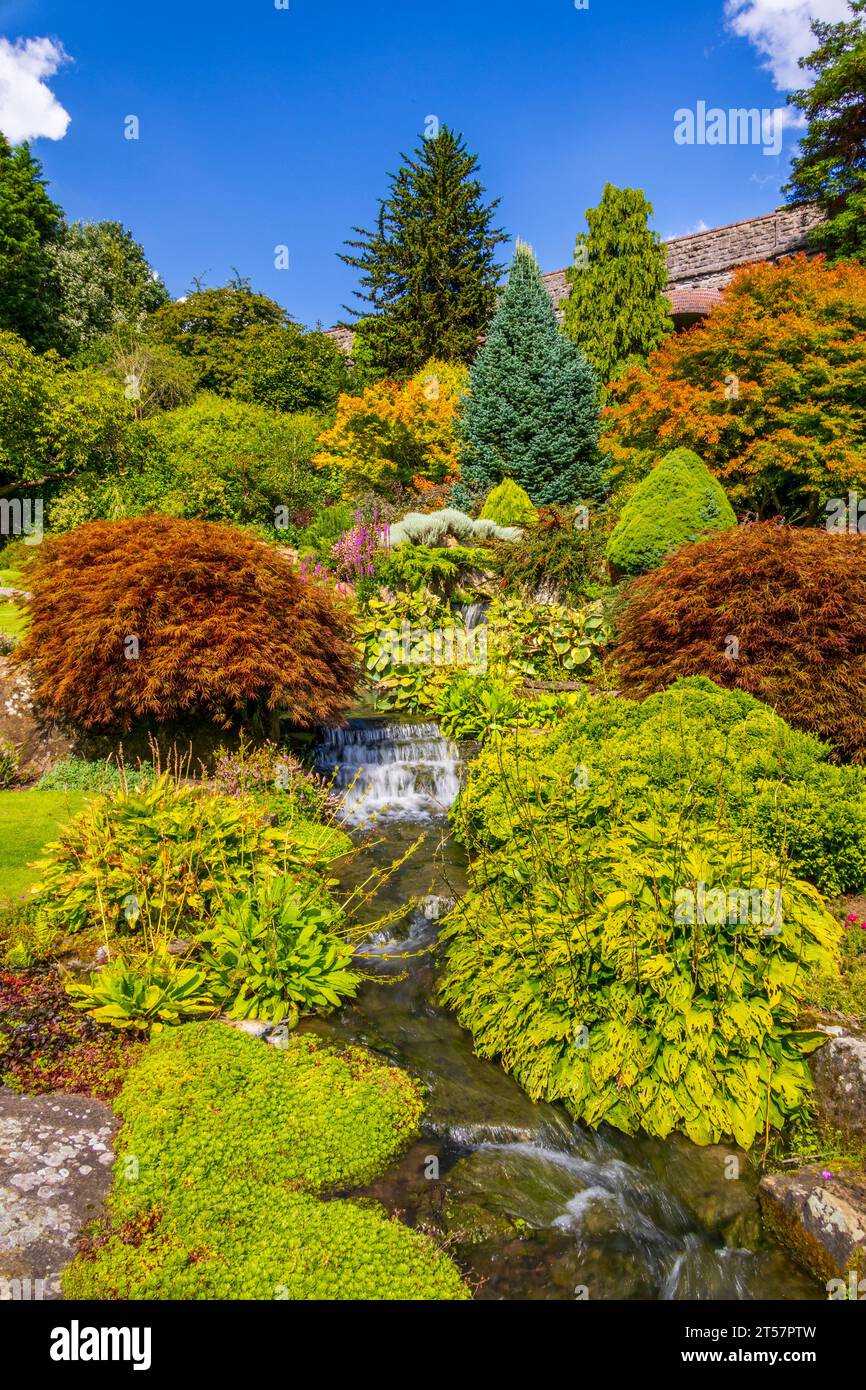 One of the landscaped waterfalls at Kilver Court Gardens, Shepton ...