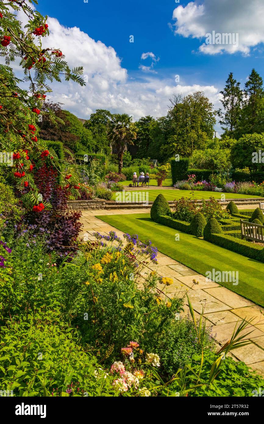 The colourful borders and topiary hedges in the parterre at Kilver ...