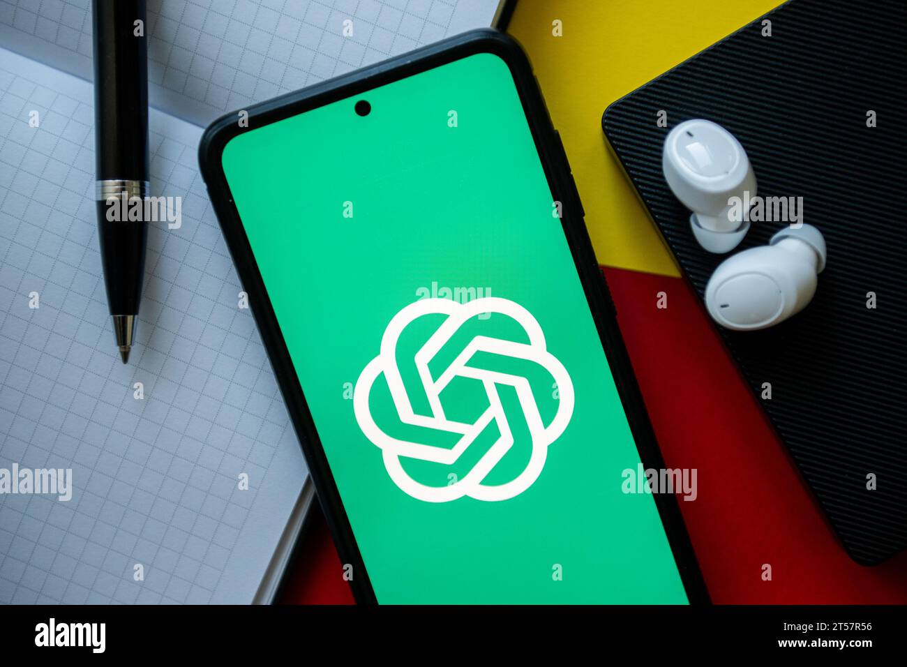 In this photo illustration an Open AI Chat GPT logo seen displayed on a ...