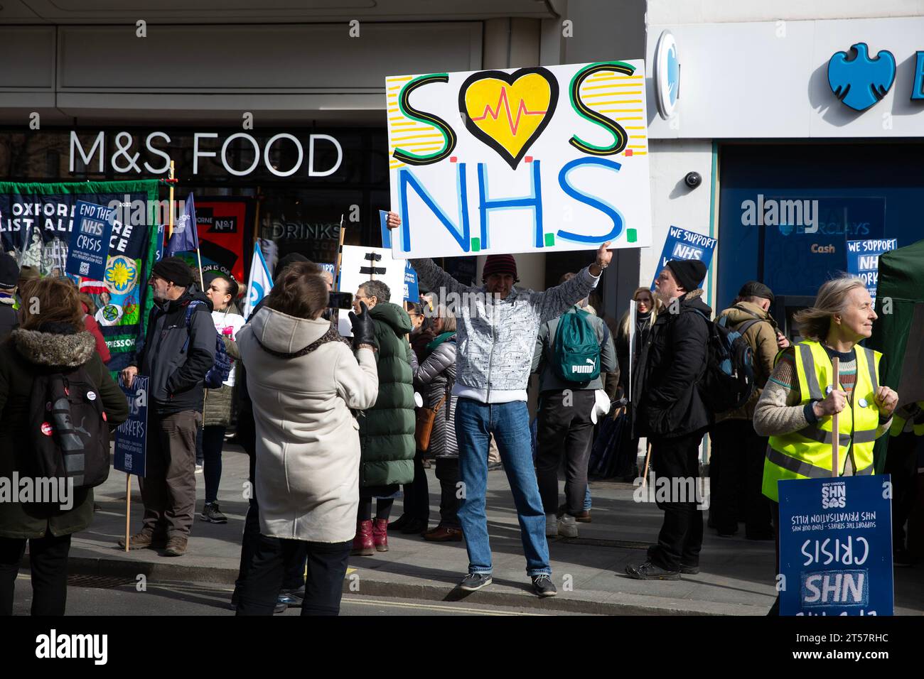 Participants gather and march during the SOS NHS demonstration in ...