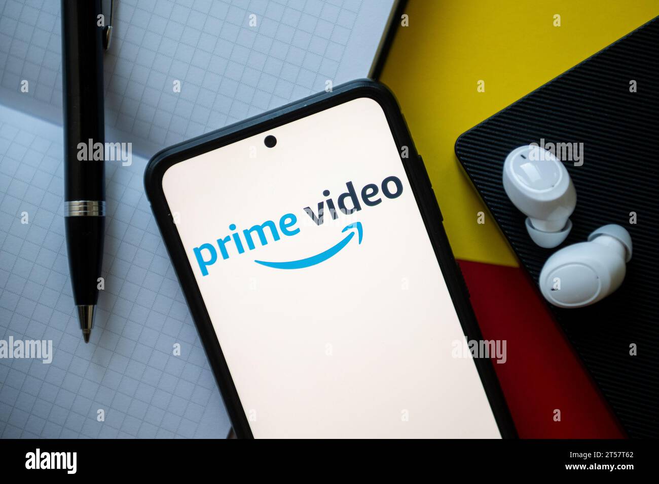 In this photo illustration a Prime Video logo seen displayed on a ...