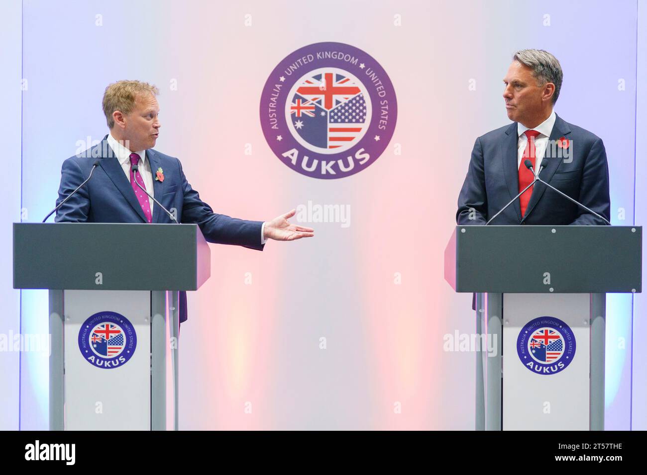 Defence Secretary Grant Shapps (left) and the Australian Defence Minister and Deputy Prime ...