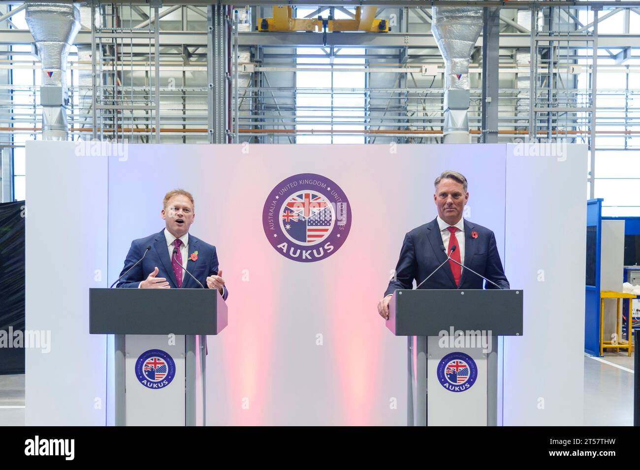 Defence Secretary Grant Shapps (left) and the Australian Defence Minister and Deputy Prime ...
