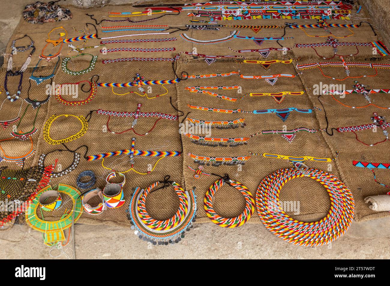 MARALAL, KENYA - FEBRUARY 13, 2020: Samburu tribe souvenirs for sale in ...