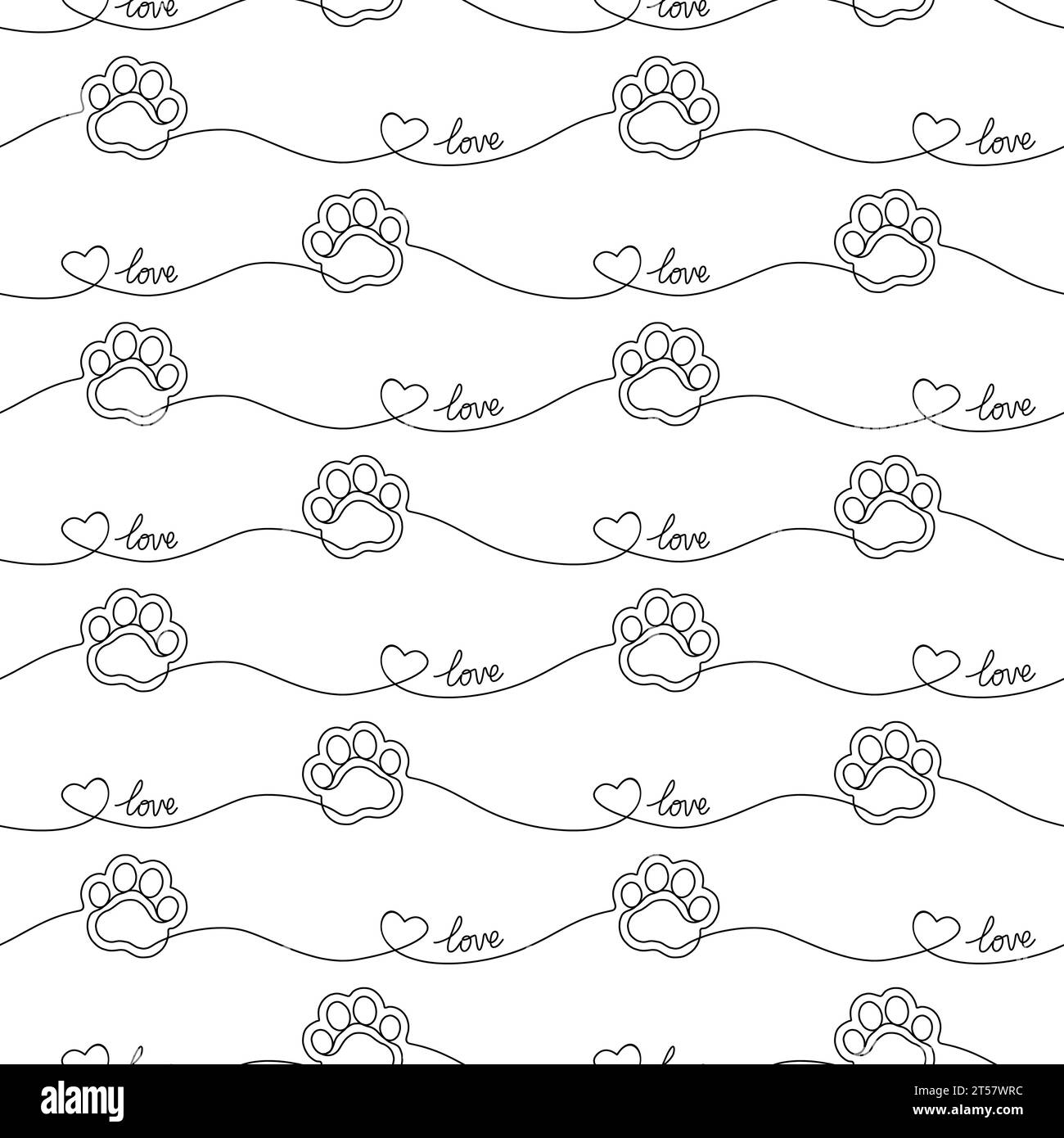 Paw seamless pattern. Repeating cute pet dog or cat background ...