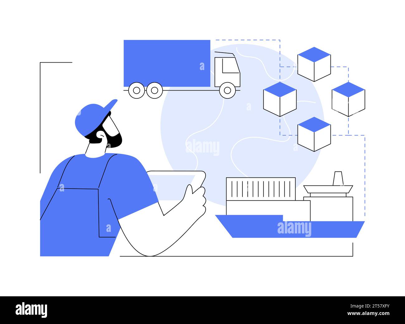 Blockchain-backed logistics isolated cartoon vector illustrations Stock ...