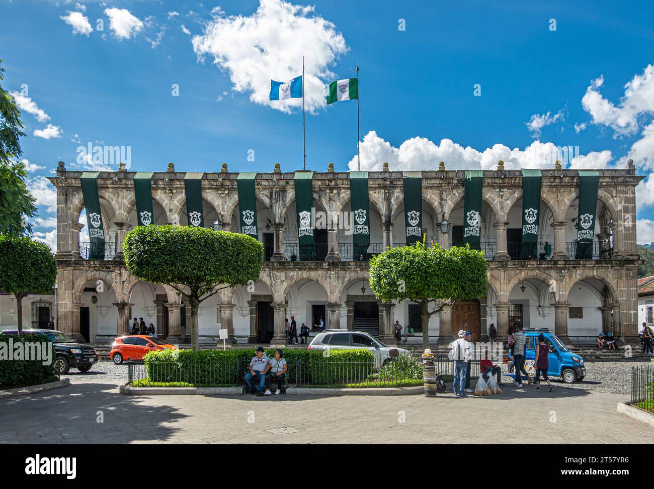 Guatemala, La Antigua - July 20, 2023: Historic City Hall building with ...