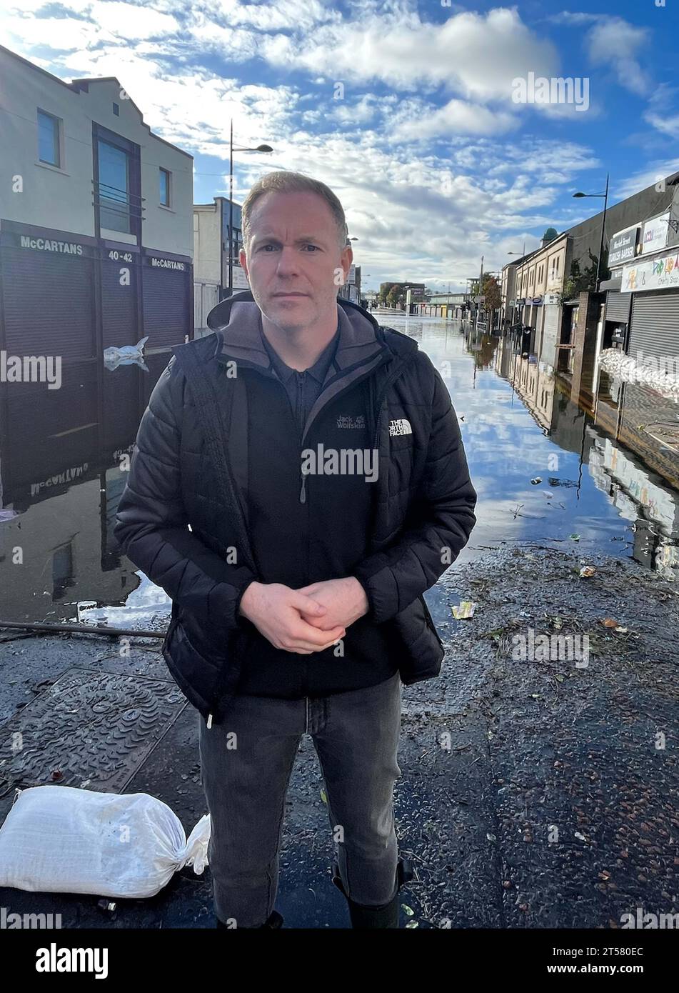 Sinn Fein MP for South Down Chris Hazzard in Downpatrick Town centre ...