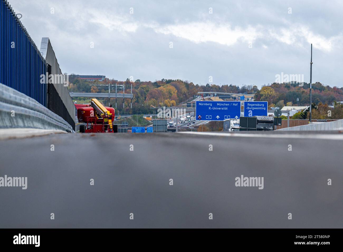 03 November 2023, Bavaria, Regensburg: The A3 highway with the new ...