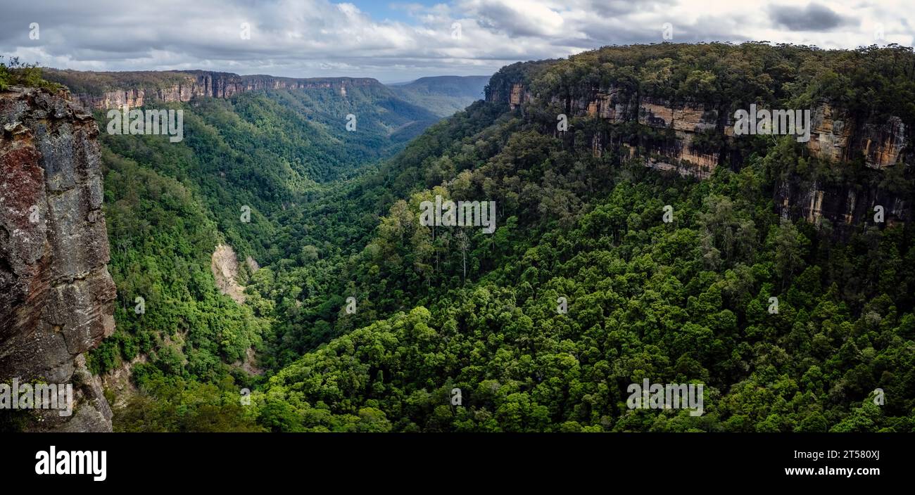 A view down the Yarrunga Creek Valley from Twin Falls Lookout, Morton ...