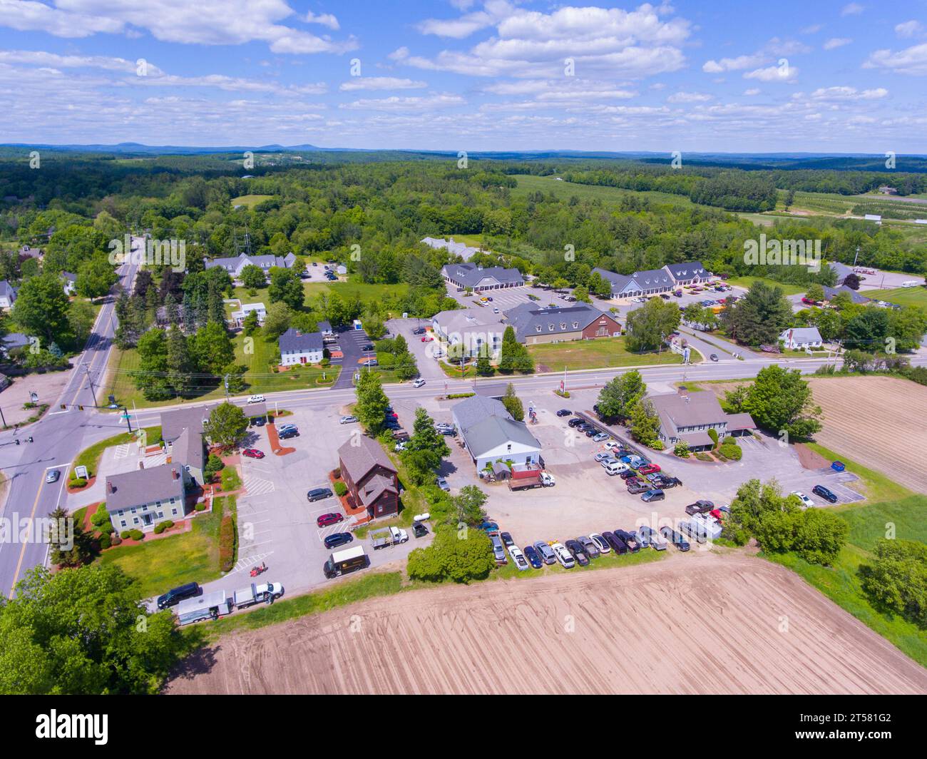 Hollis town center commercial buildings on Main Street at Ash Street in ...