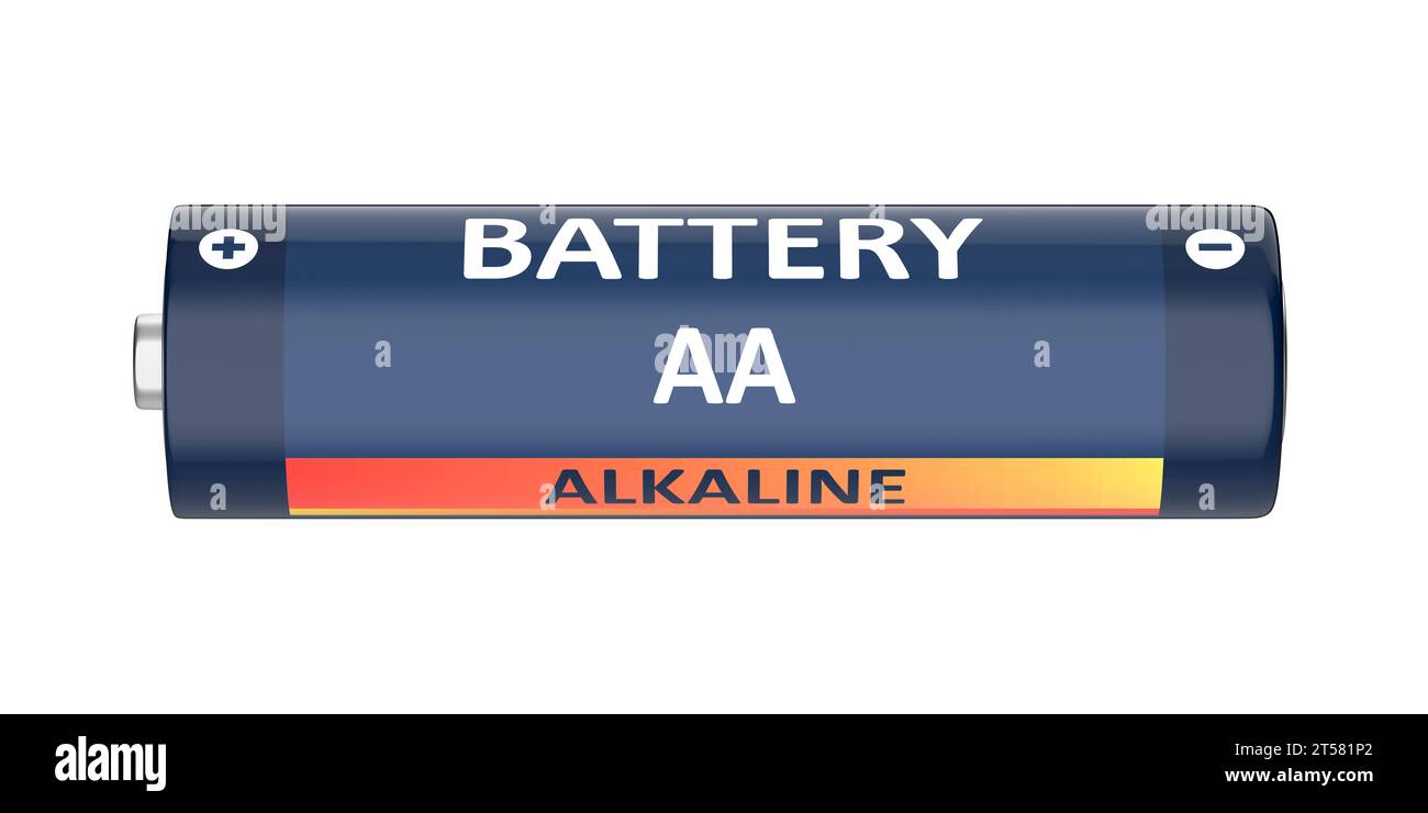 Alkaline AA size battery isolated on white background Stock Photo - Alamy