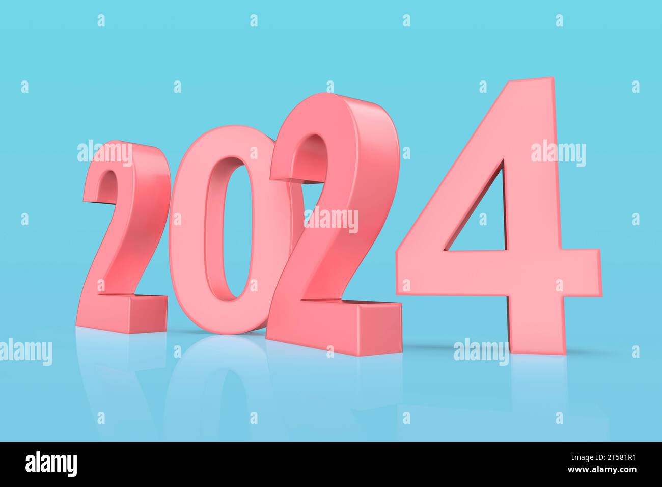 Happy New Year 2024, concept image with pink numbers on shiny blue ...