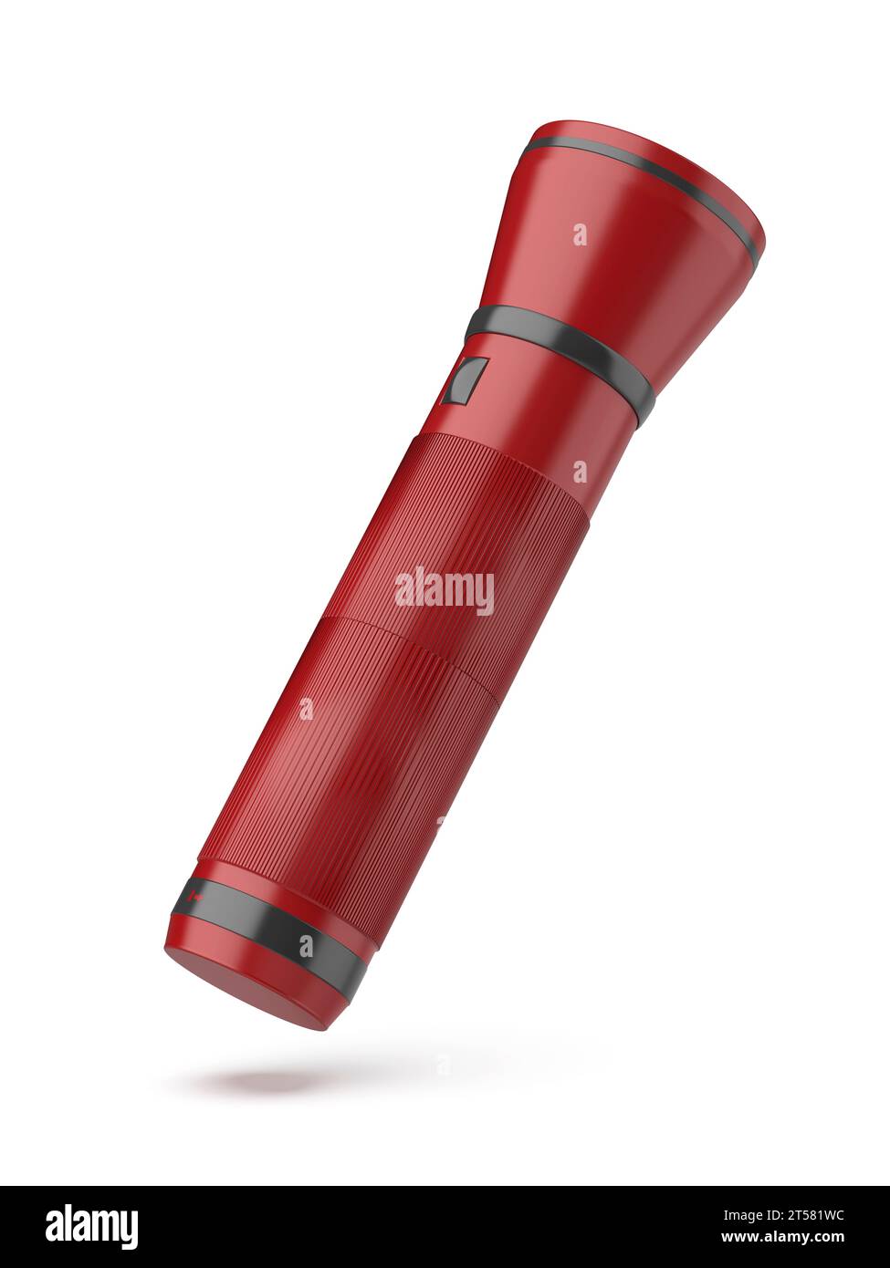 Modern red flashlight on white background Stock Photo - Alamy