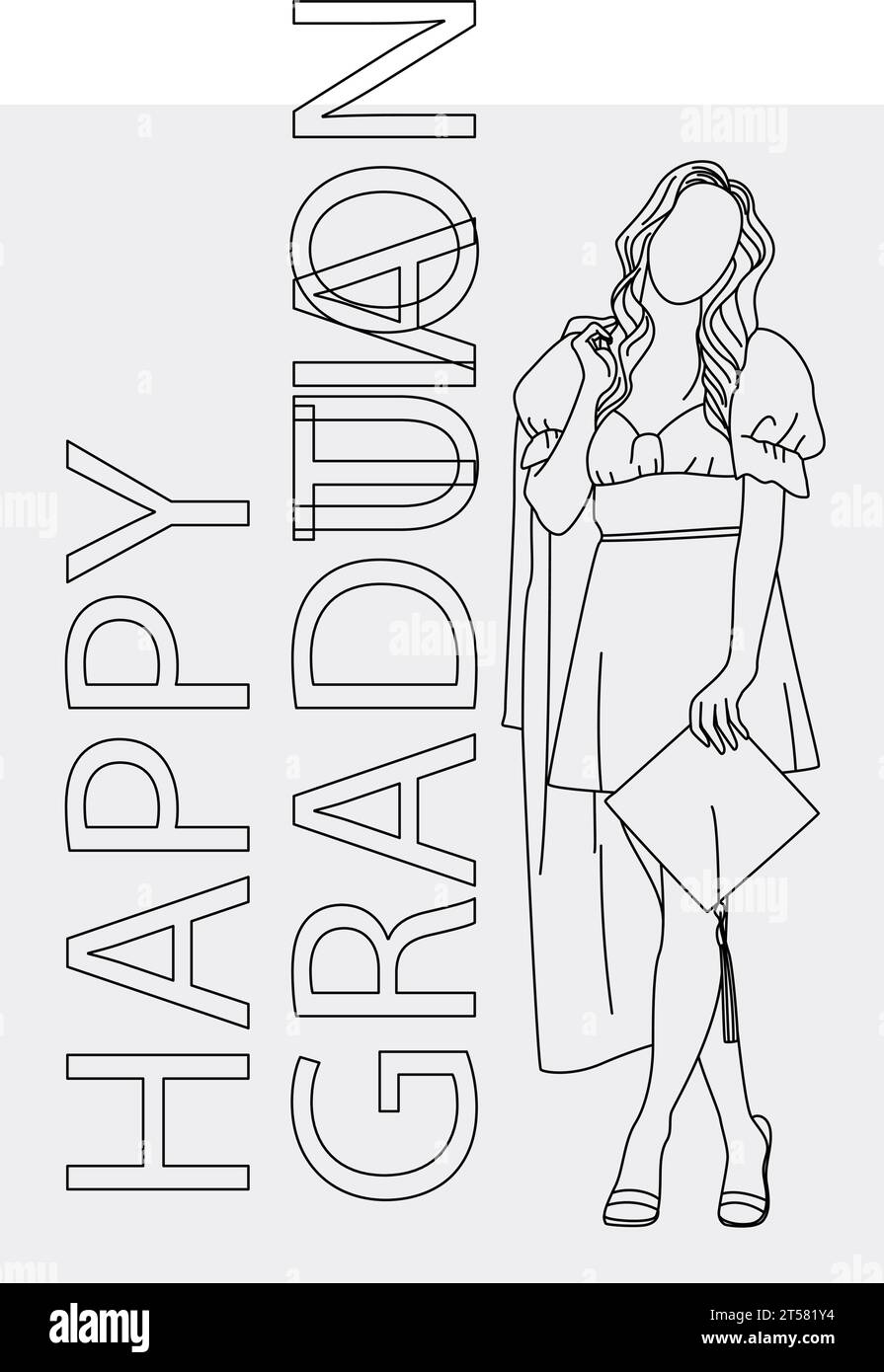 Happy graduation line art poster design Royalty Free Vector Stock ...