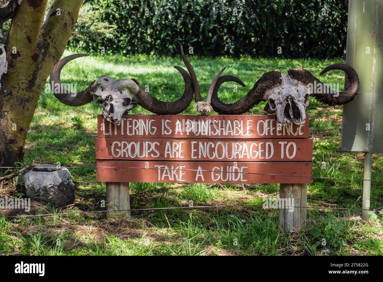 Littering is a punishable offence sign at the Longonot National Park ...