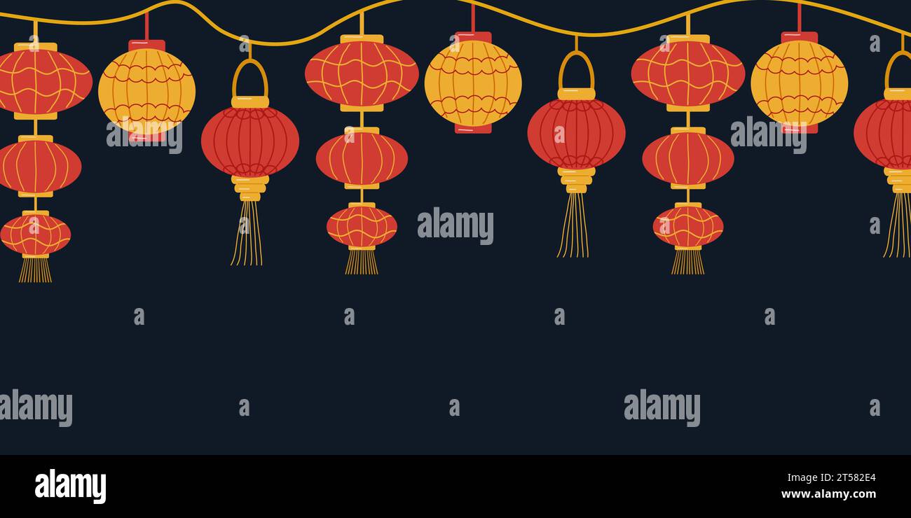 Background of Chinese lanterns. Street Lighting Garland. Chinese New ...