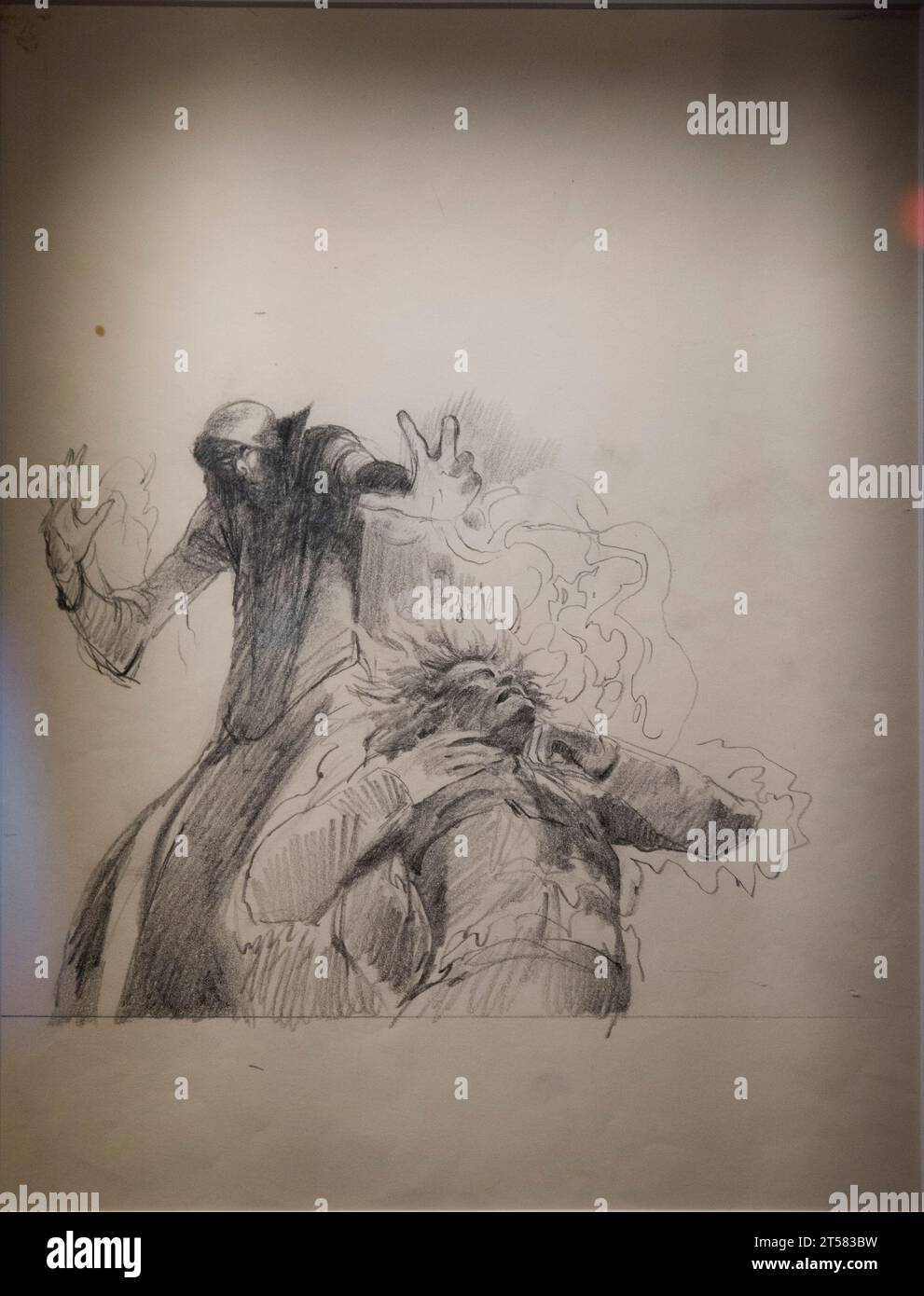 Original concept drawing of the Emperor attacking Luke Skywalker in ...