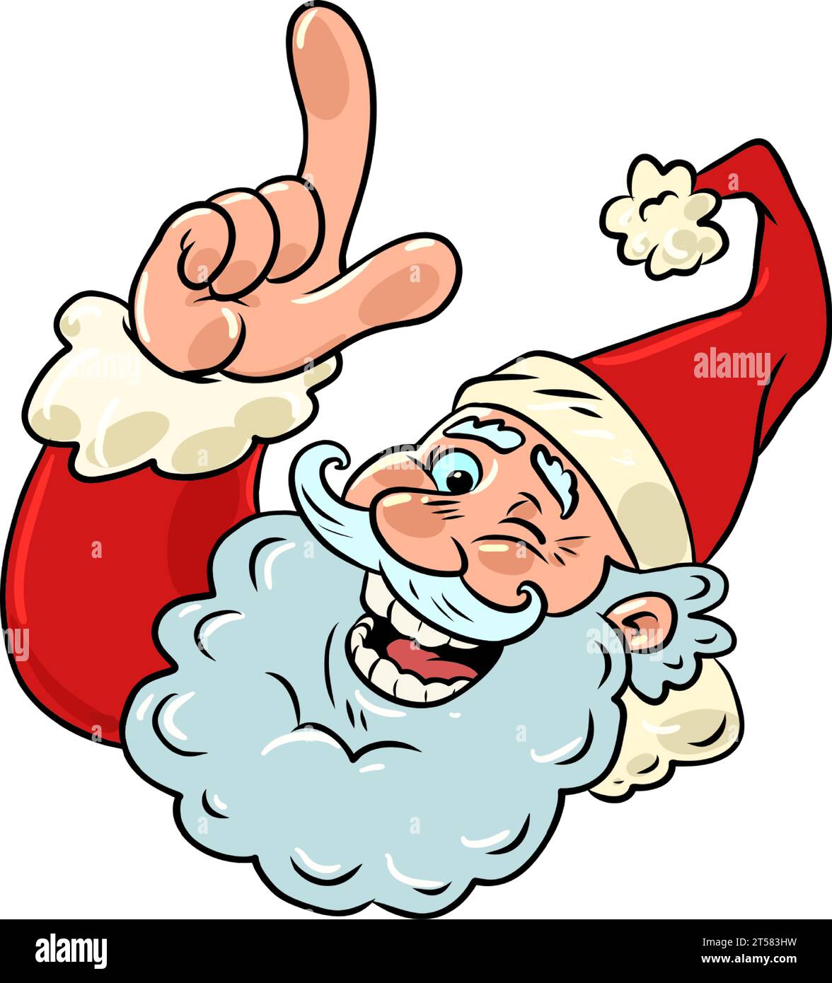 Santa claus points with his index finger. The direction of your efforts ...