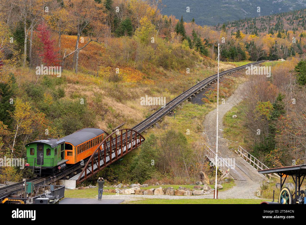 The Mt. Washington Cog Railway during fall in Bretton Woods, New Hampshire Stock Photo - Alamy