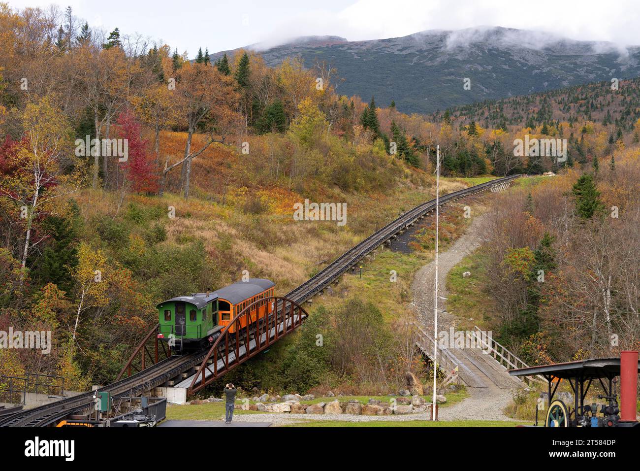 The Mt. Washington Cog Railway during fall in Bretton Woods, New Hampshire Stock Photo - Alamy