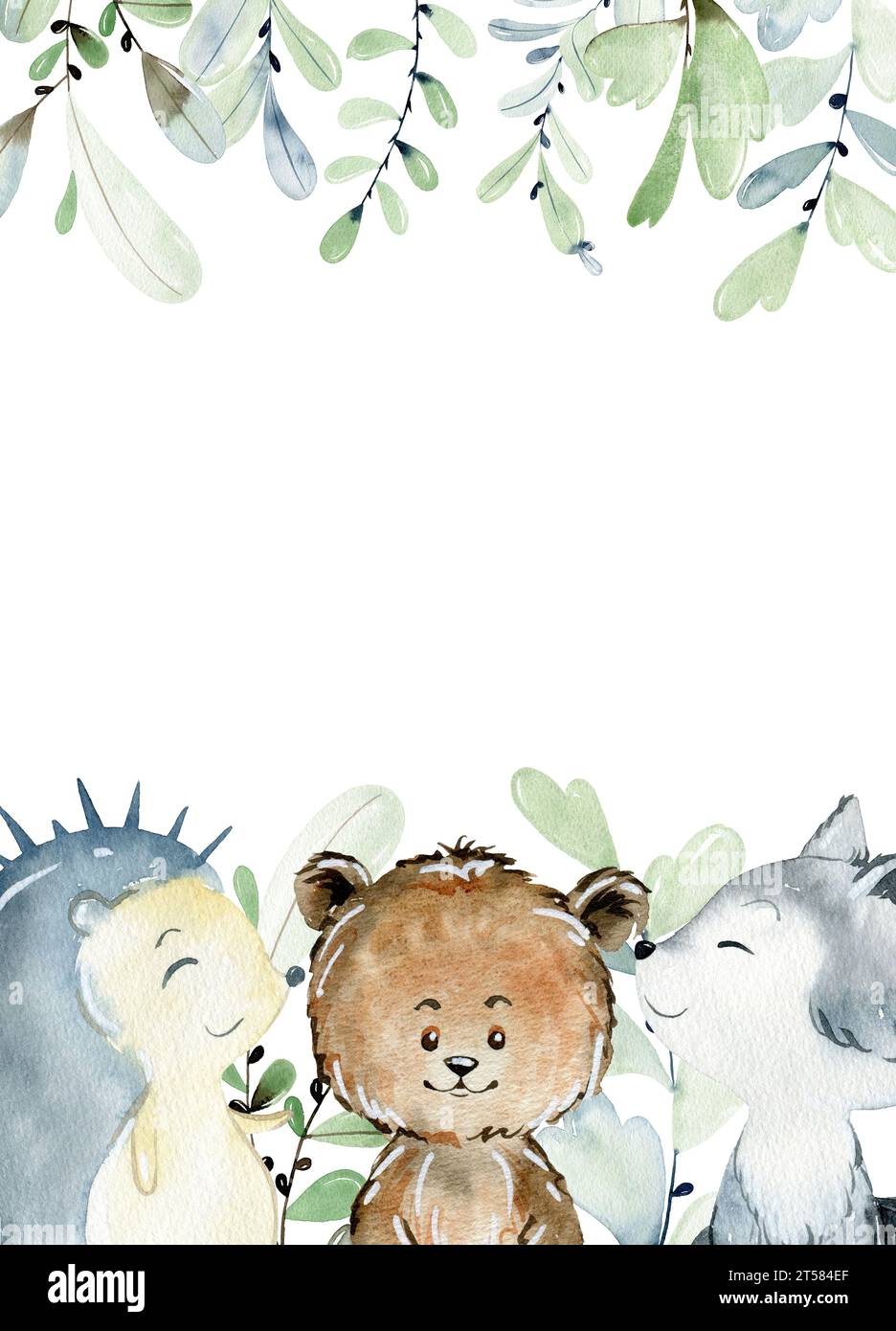 Watercolor woodland card Stock Photo - Alamy