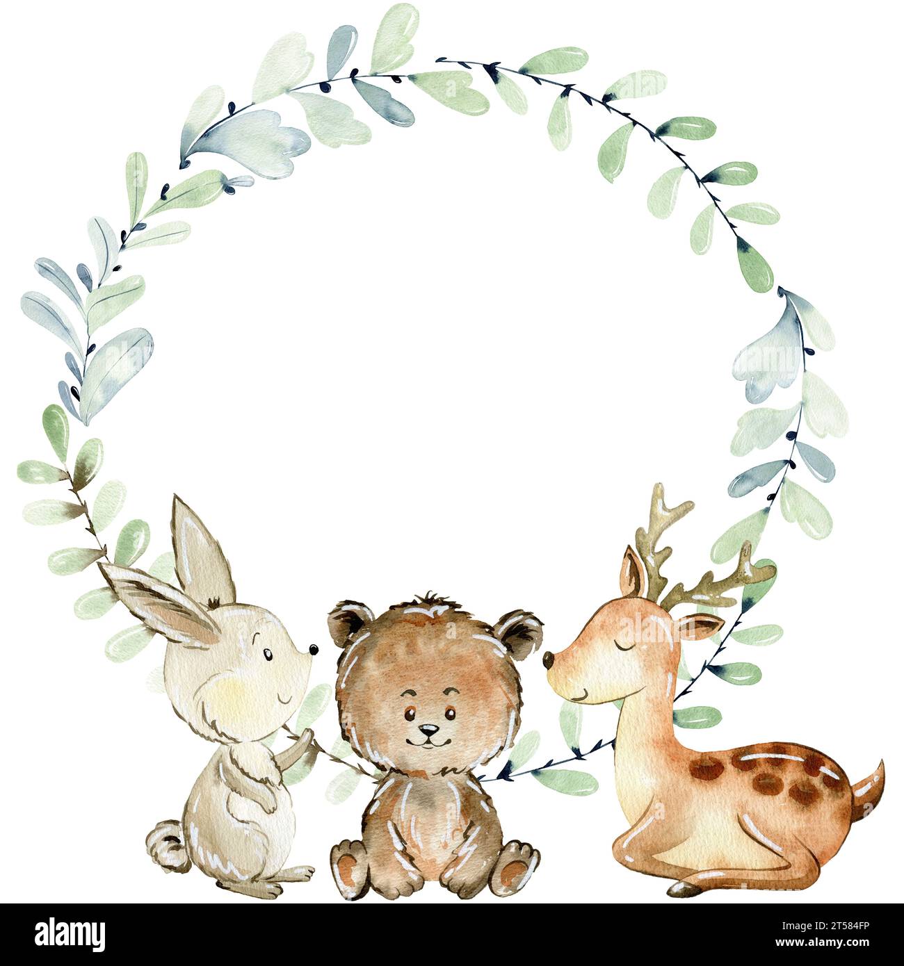 Watercolor woodland card Stock Photo - Alamy