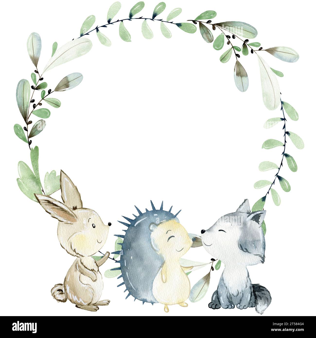 Watercolor woodland card Stock Photo - Alamy