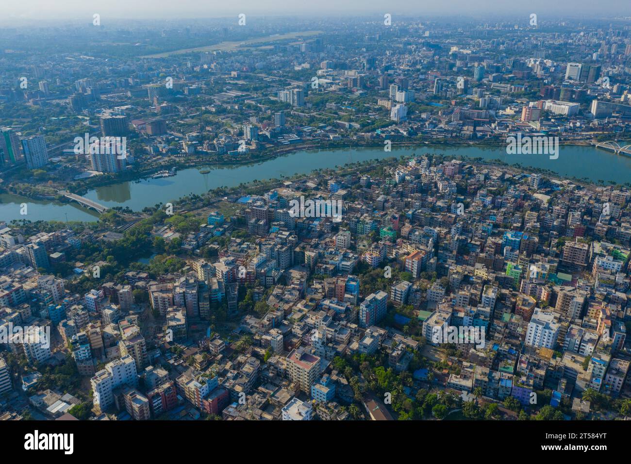 Dhaka, Bangladesh. Aerial view of Dhaka city and the Hatirjheel project ...