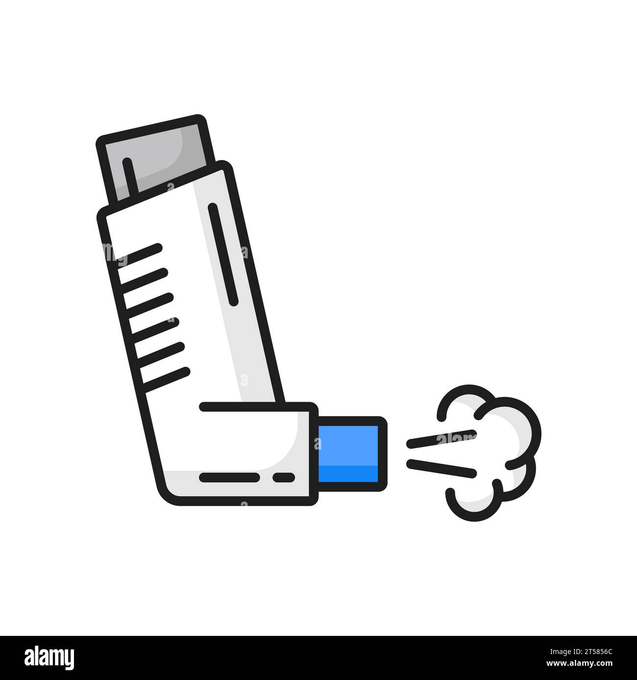 Allergy or asthma treatment inhaler color line icon. Respiratory ...