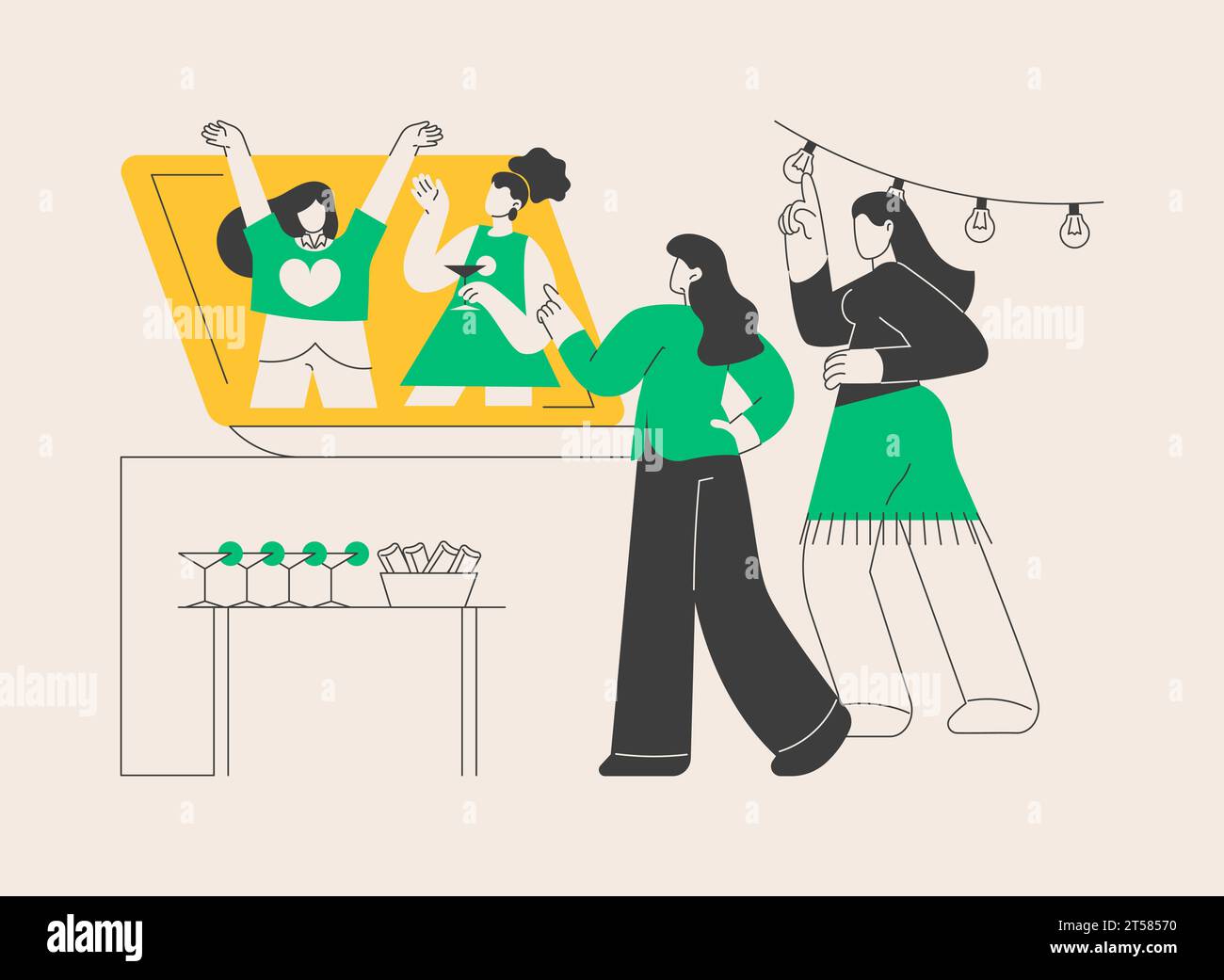 Online friends party abstract concept vector illustration Stock Vector ...