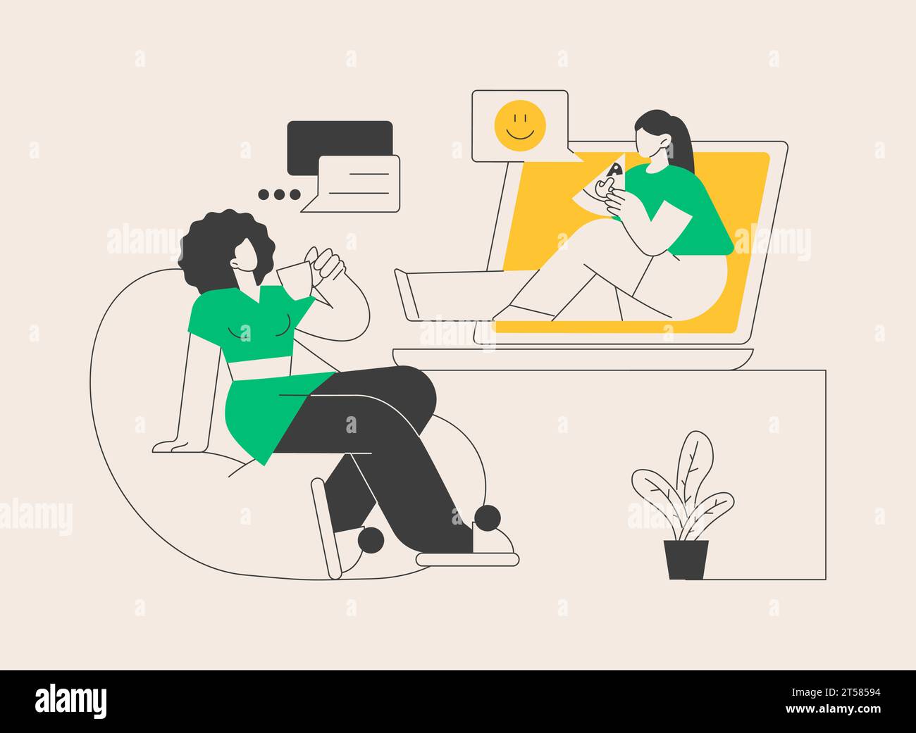 Online friends meeting abstract concept vector illustration Stock ...