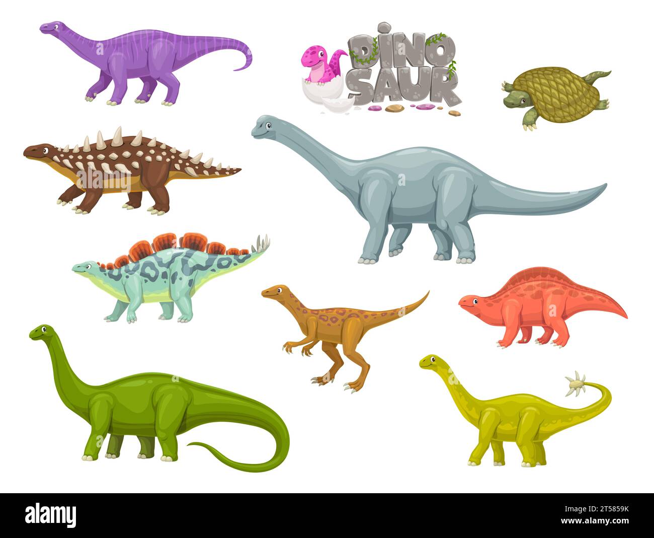 Cartoon dinosaur characters. Jurassic era extinct animal, paleontology ...