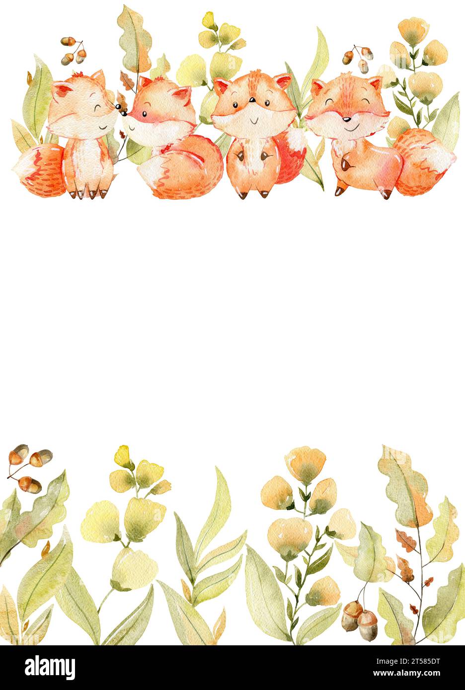 Watercolor woodland card Stock Photo - Alamy