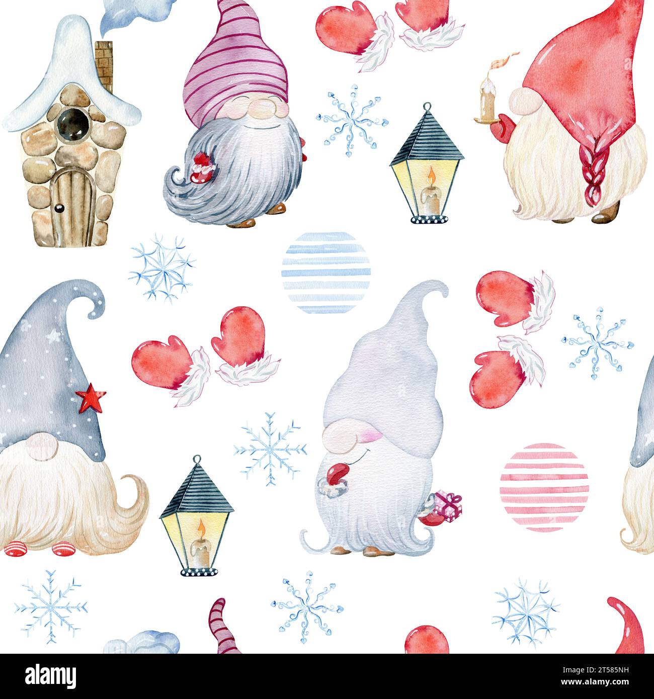 Christmas watercolor gnomes Stock Photo - Alamy