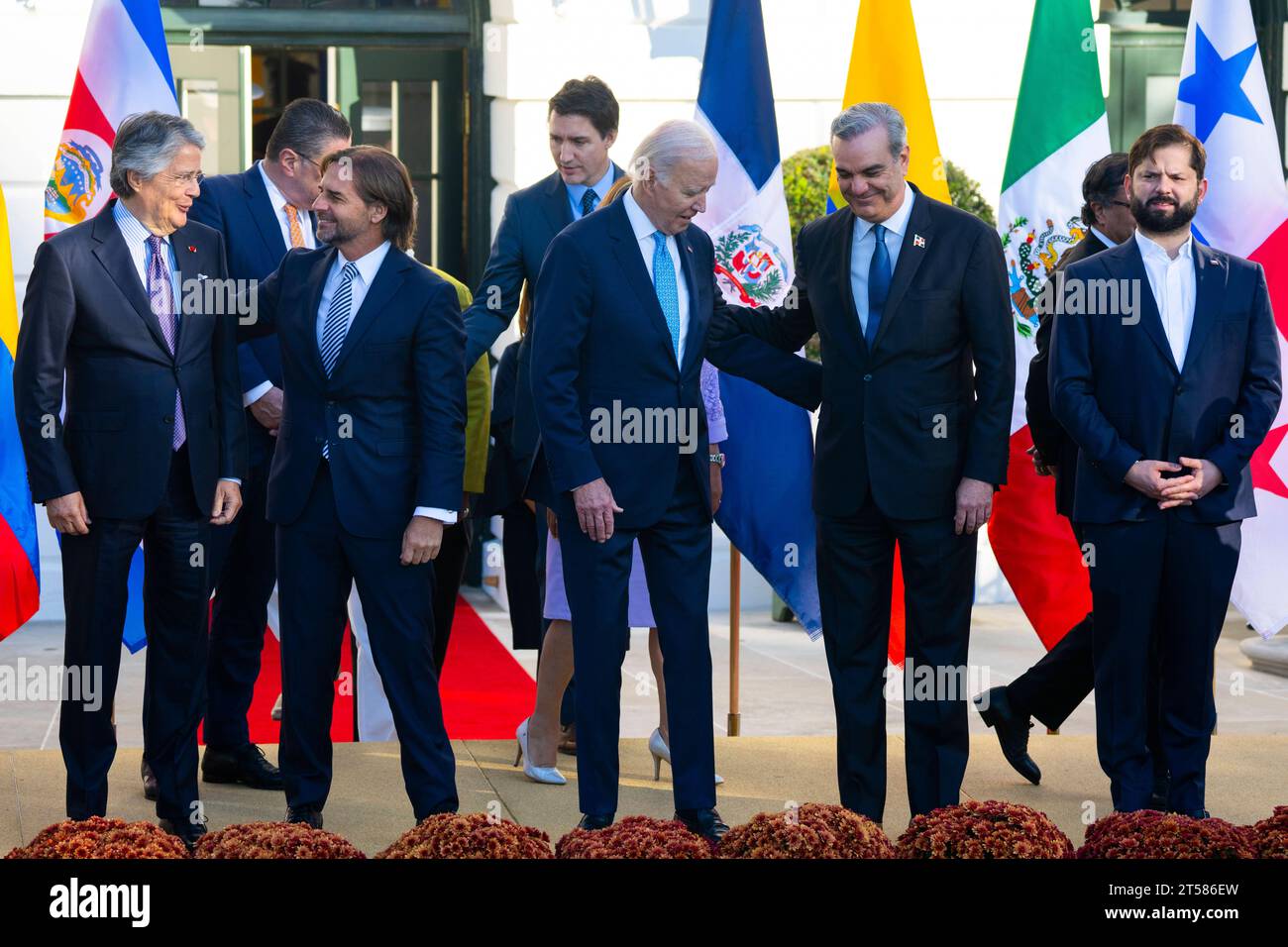 United States President Joe Biden, center, Luis Abinader, President of ...
