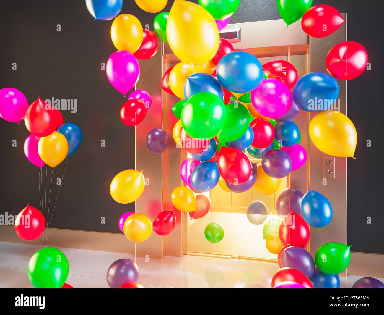 3d animation glossy balloons floating hi-res stock photography and ...