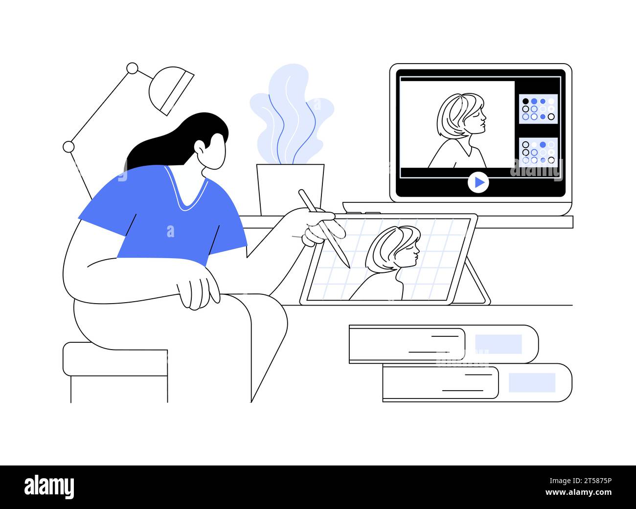 Graphic design classes isolated cartoon vector illustrations Stock ...