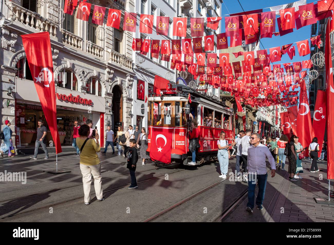 The world-famous Istiklal Street in Beyoglu district of Istanbul ...