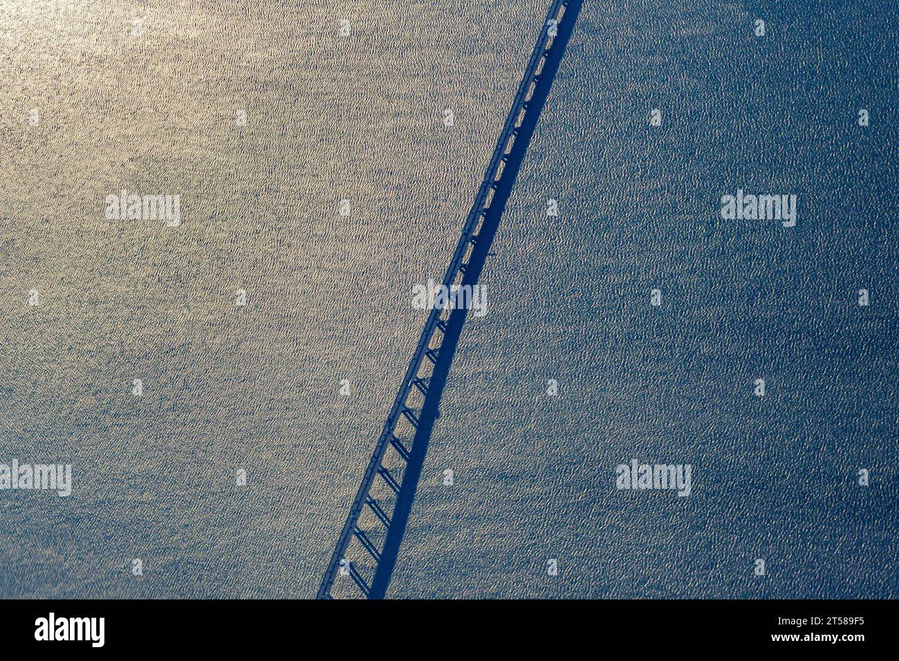 An aerial view of the Vasco da Gama bridge (opened 1998) over the Tagus ...