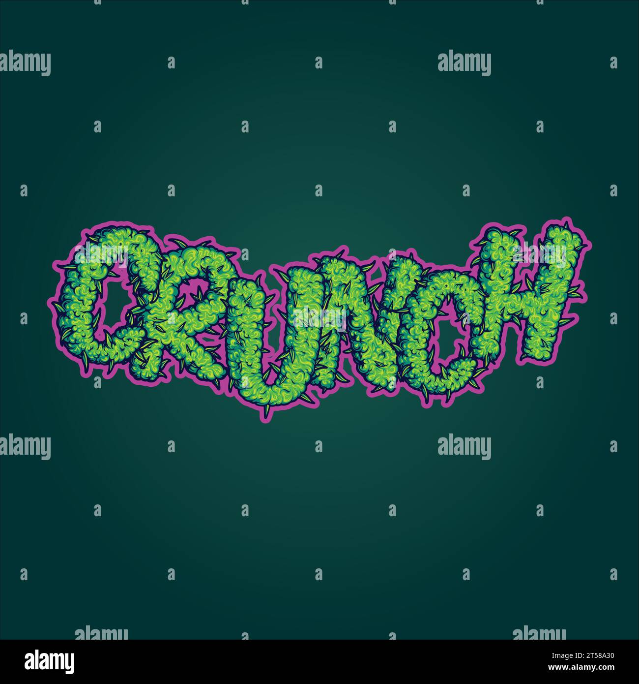 Cannabis smoke symphony crunch lettering word vector illustrations for ...